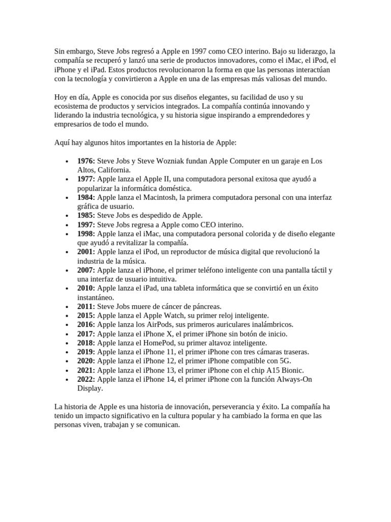 Historia de Innovación de Apple | PDF | Apple Inc. | Yo telefono