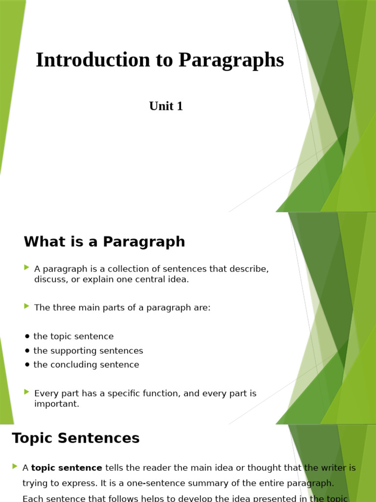 Chapter 1 - Introduction To Paragraphs | PDF | Paragraph | Sentence ...