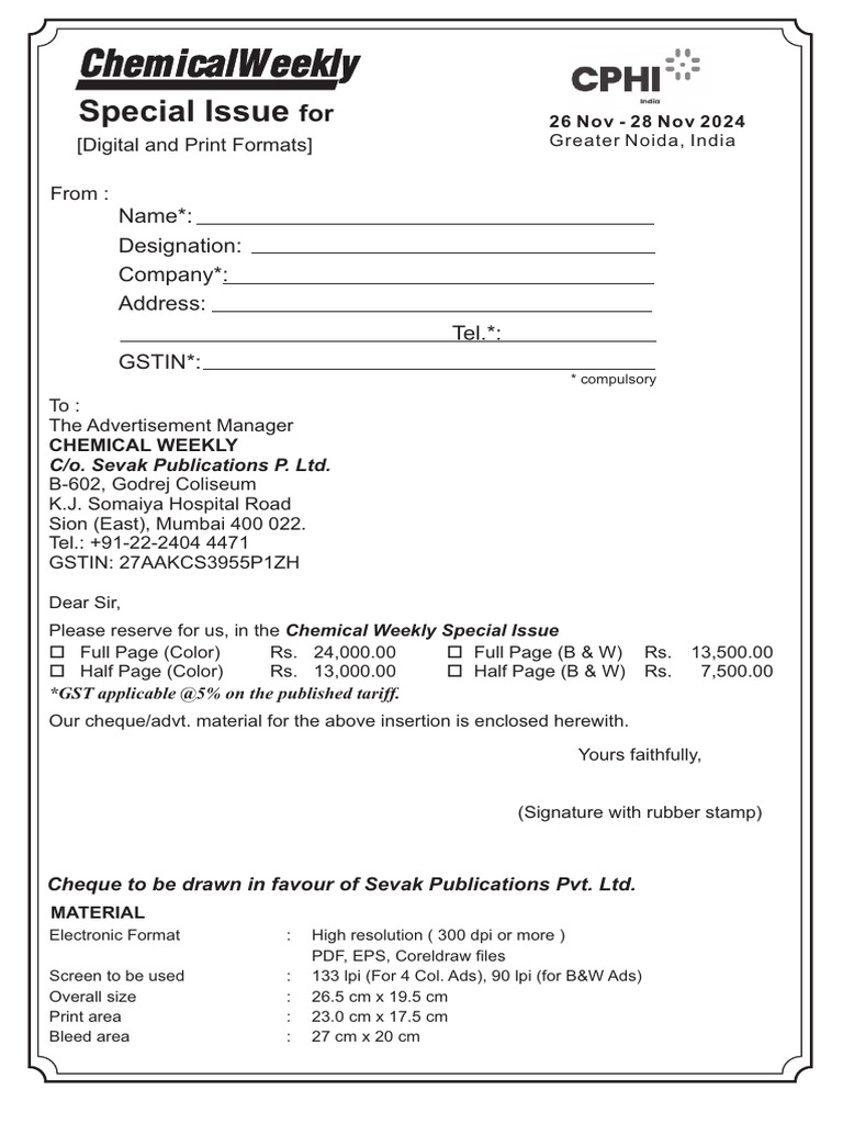 CPhI India Ad Tariff | PDF