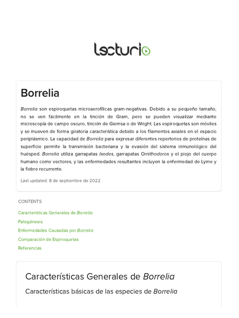 Borrelia - Lecturio | PDF | Especialidades Medicas | Microbiología