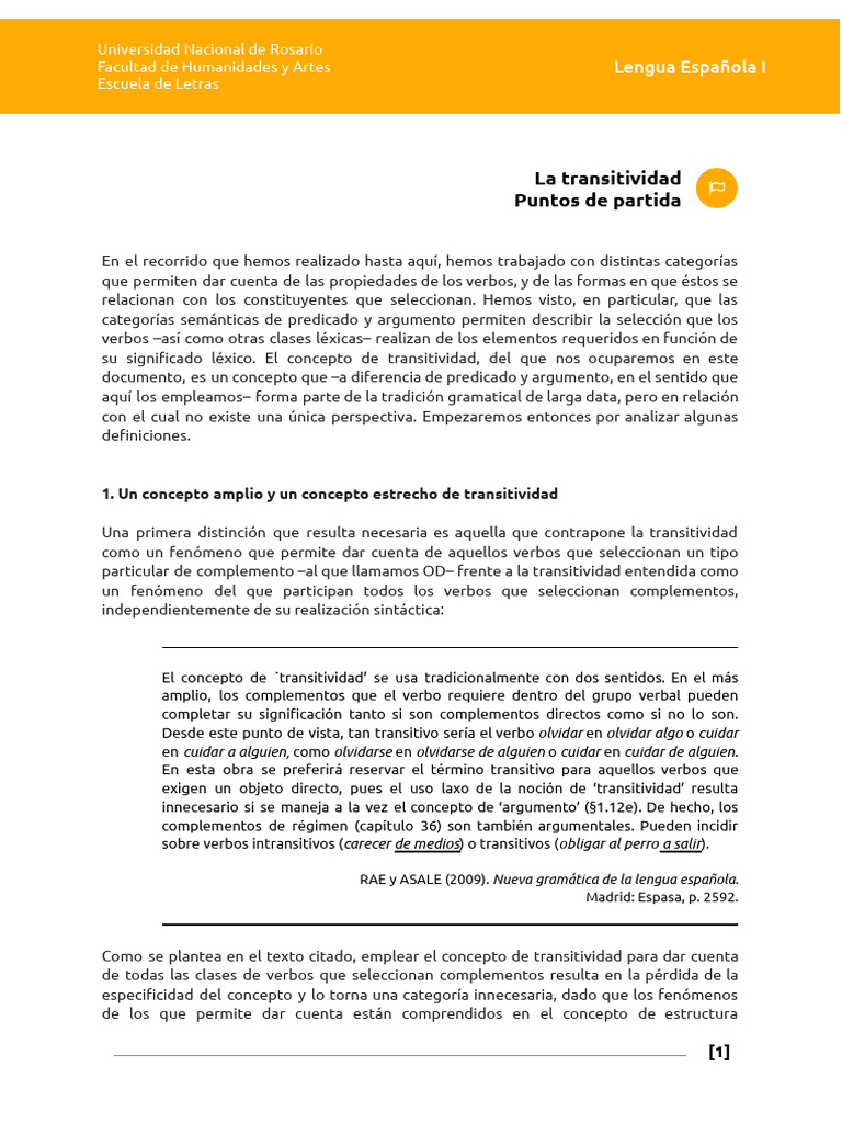 Transitividad - Puntos de Partida | PDF | Verbo | Asunto (gramática)