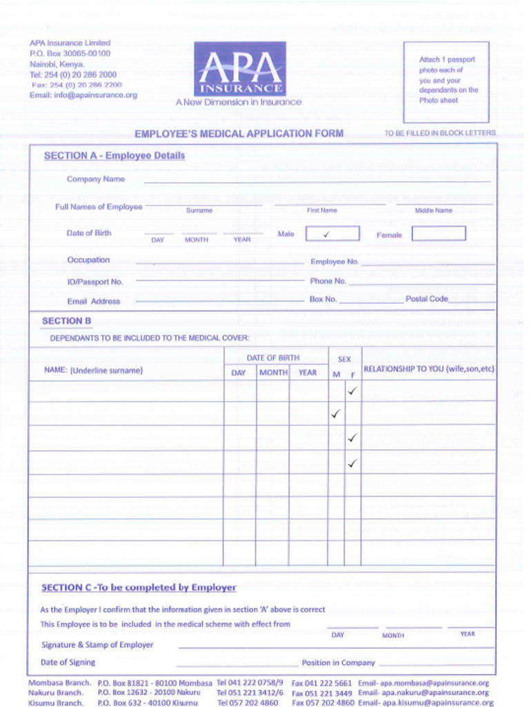 Employee Medical Application Form - 2 | PDF