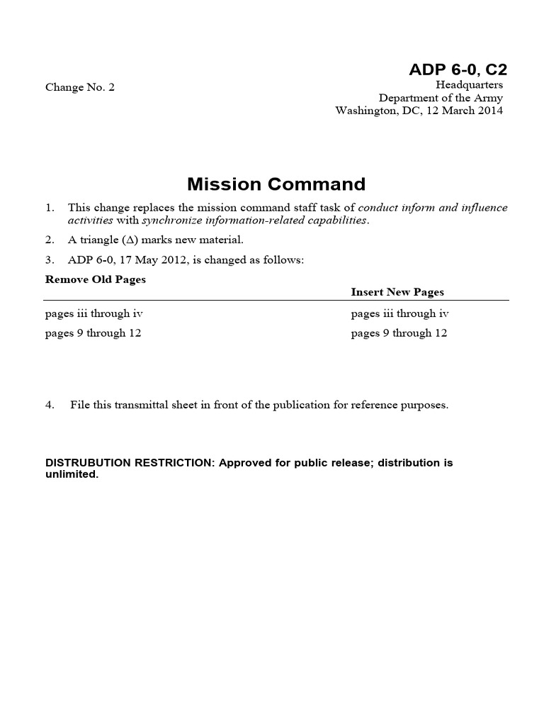 ADP 6-0 - c2 Mission Command (2014) | PDF
