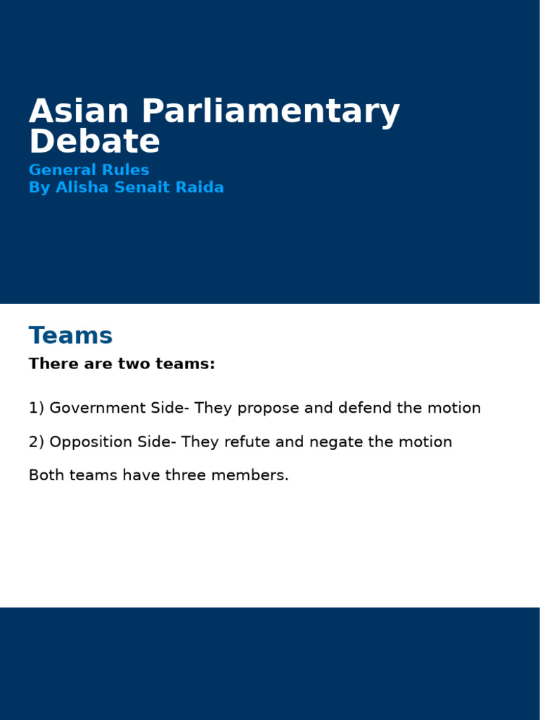 Asian Parliamentary Debate | PDF | Politics