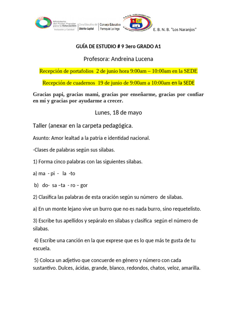 GUÍA DE ESTUDIO # 9 Andreina | PDF | Sílaba | Fonética