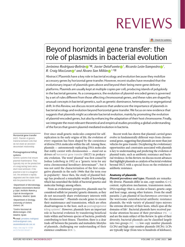 Beyond Horizontal Gene Transfer The | PDF | Plasmid | Gene