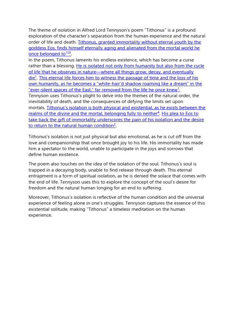 The Theme of Isolation in Alfred Lord Tennysonpdf | PDF
