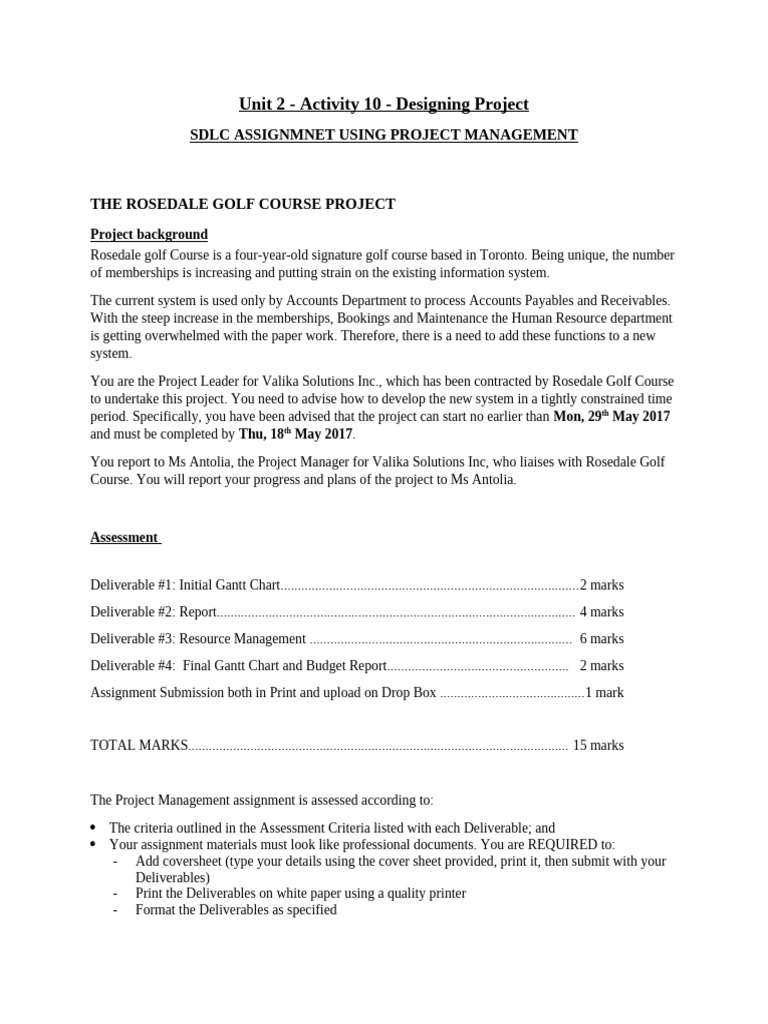 Unit 2 - Activity 10 - Designing Project | PDF | Project Management ...