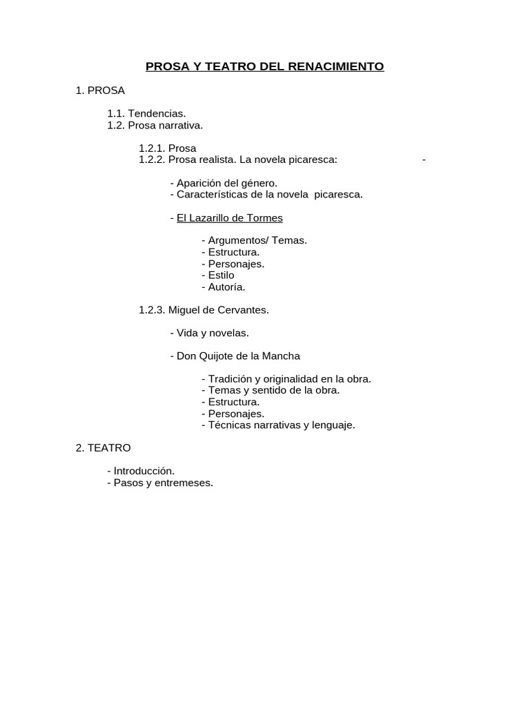 Prosa y Teatro en el Renacimiento | PDF