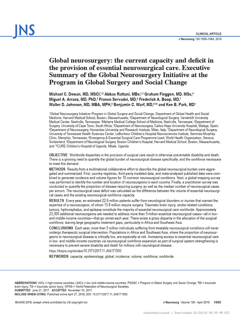 J Neurosurg Article p1055 | PDF | Neurosurgery | Surgery