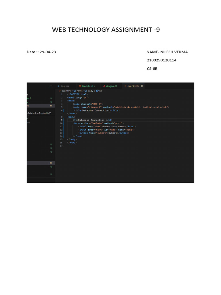 Web Tech Assignment 9 - CS-6B | PDF | Computers