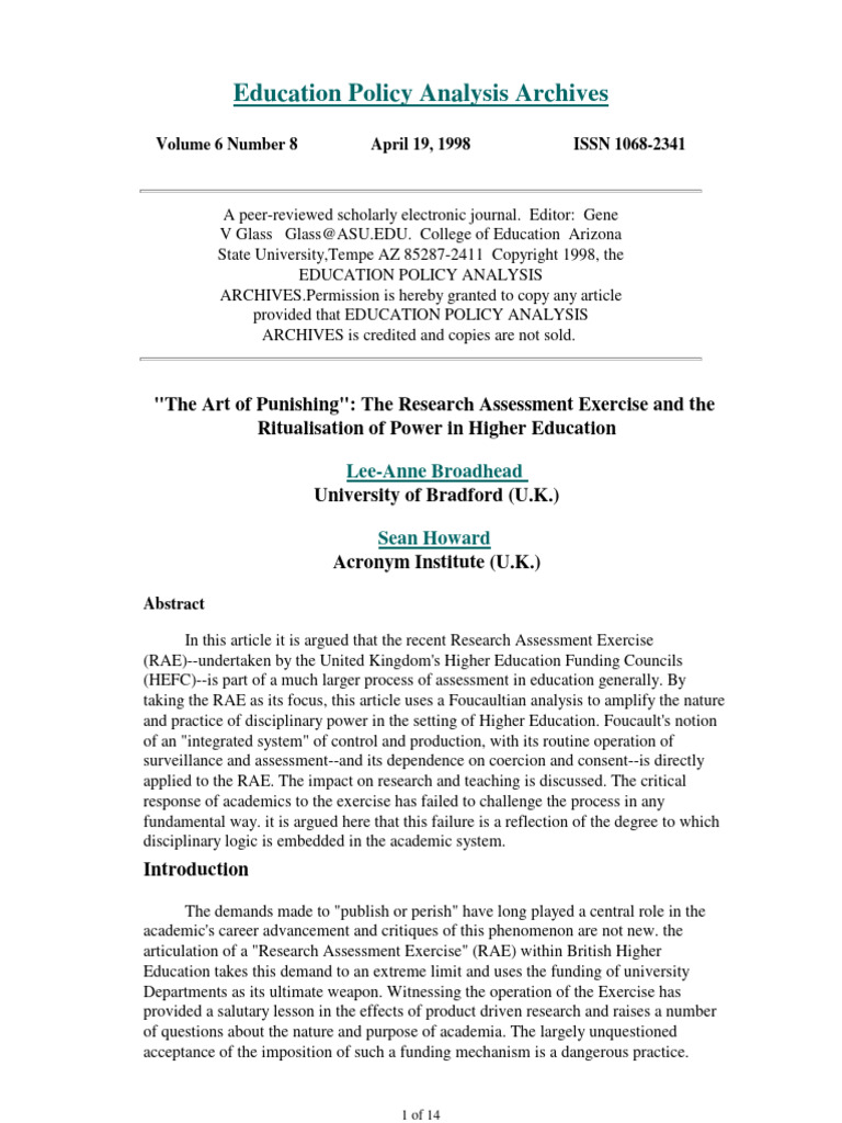 The Research Assessment Exercise | PDF | Michel Foucault | Knowledge