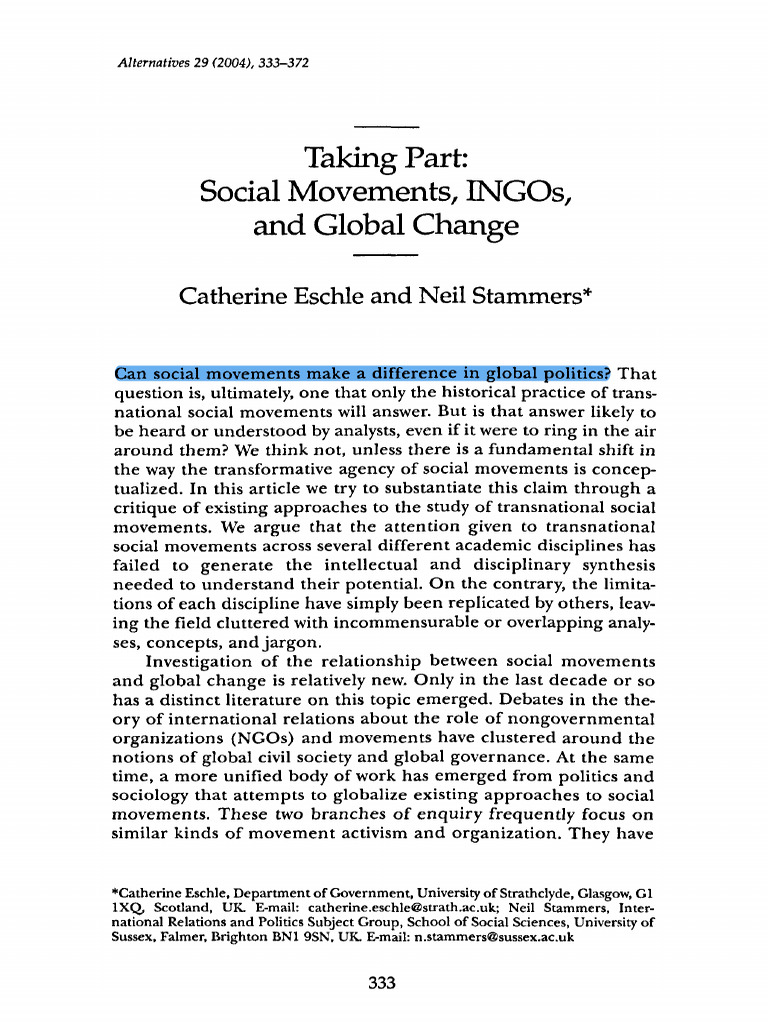 Global Social Movements - Readings | PDF | Social Movements | Globalization