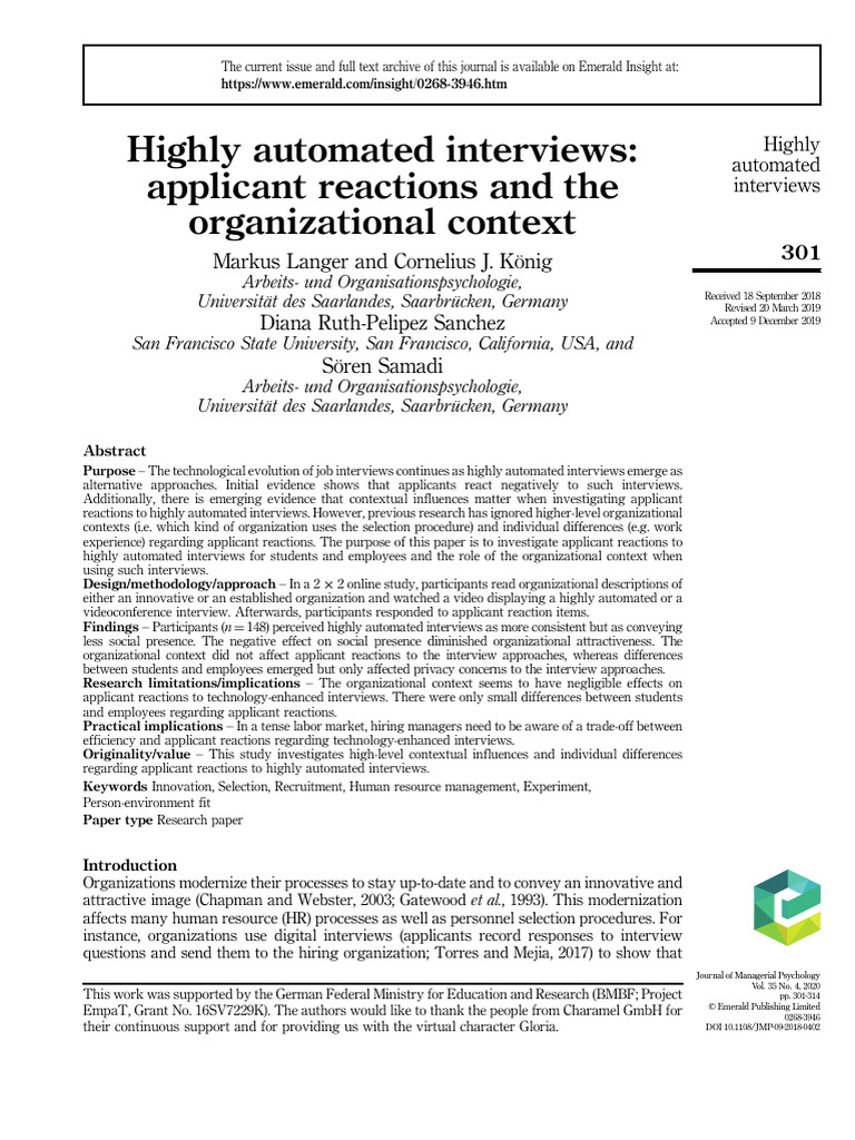 Emerald - JMP - JMP639535 1..14 | PDF | Sampling (Statistics) | Job ...