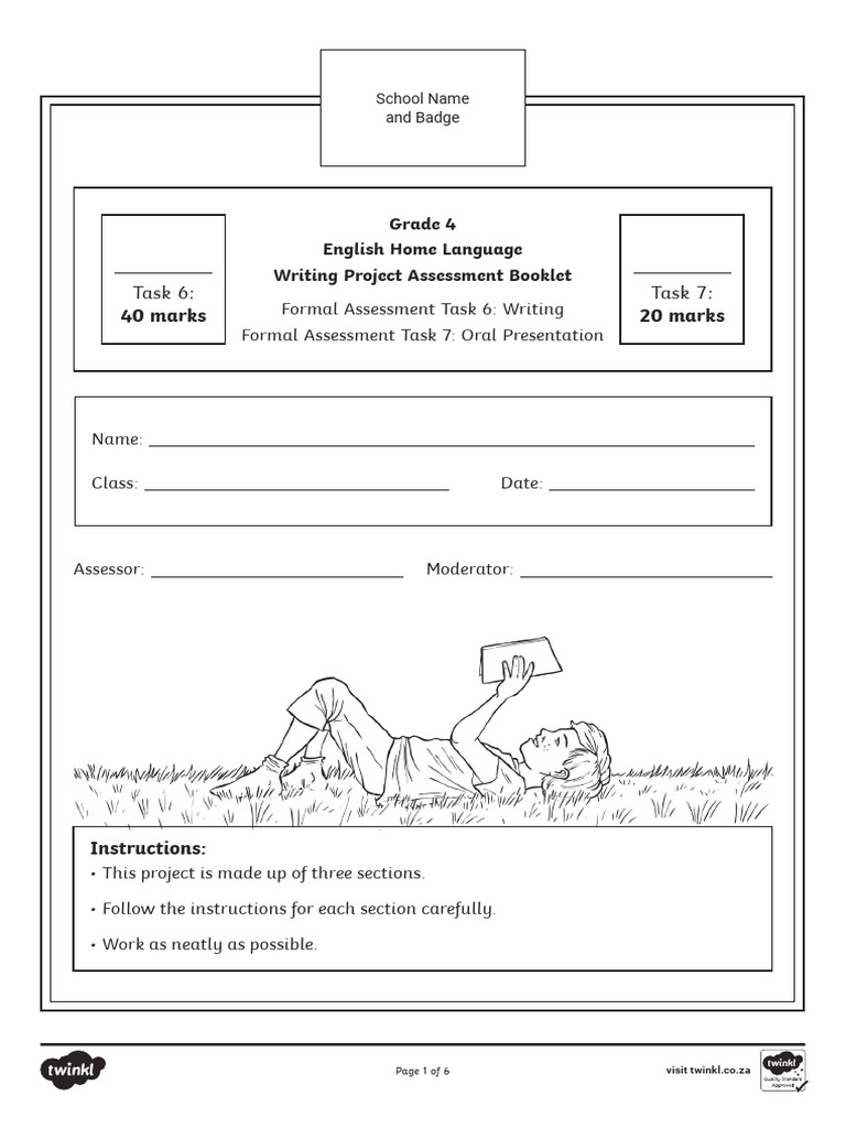 Grade 4 English Home Language Writing Project Assessment Booklet | PDF ...