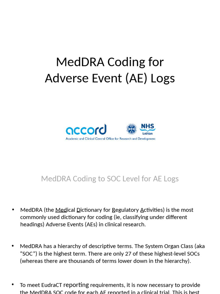 MedDRA Coding To SOC Level For AE Logs | PDF | Information Science