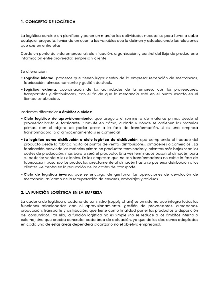 Logística Tema 1 | PDF | Logística | Business