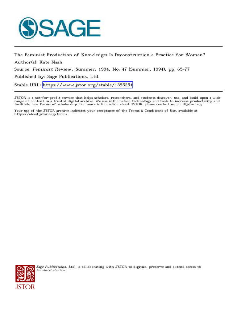 11.feminist Production of Knowledge | PDF | Gender Studies | Feminism