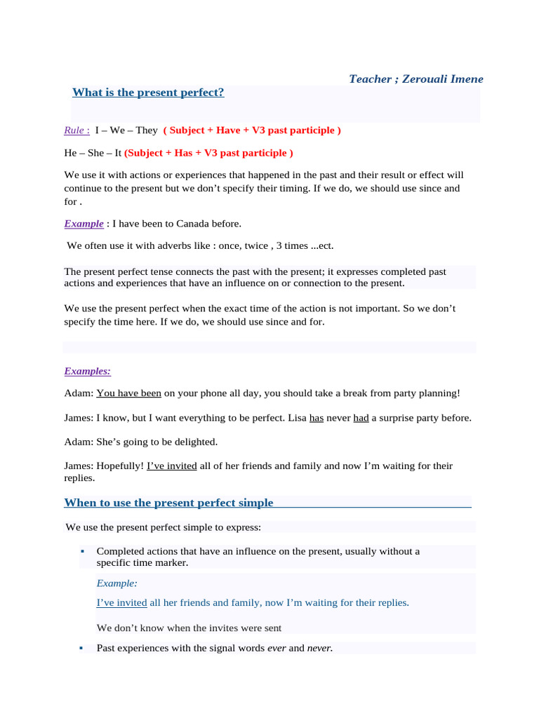 Understanding Present Perfect Tense | PDF | Perfect (Grammar) | Linguistics