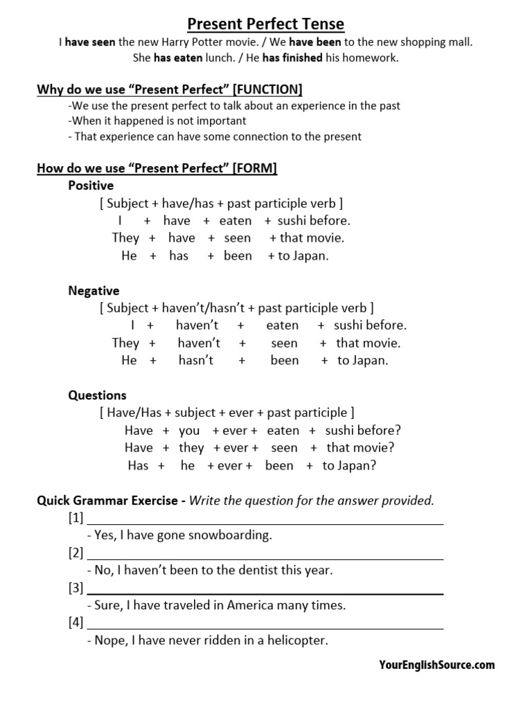 Present-Perfect Activities | PDF | Verb | Linguistics