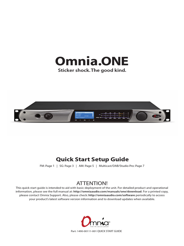 Omnia - ONE-Quick Start Guide | PDF | Electrical Engineering | Electronics