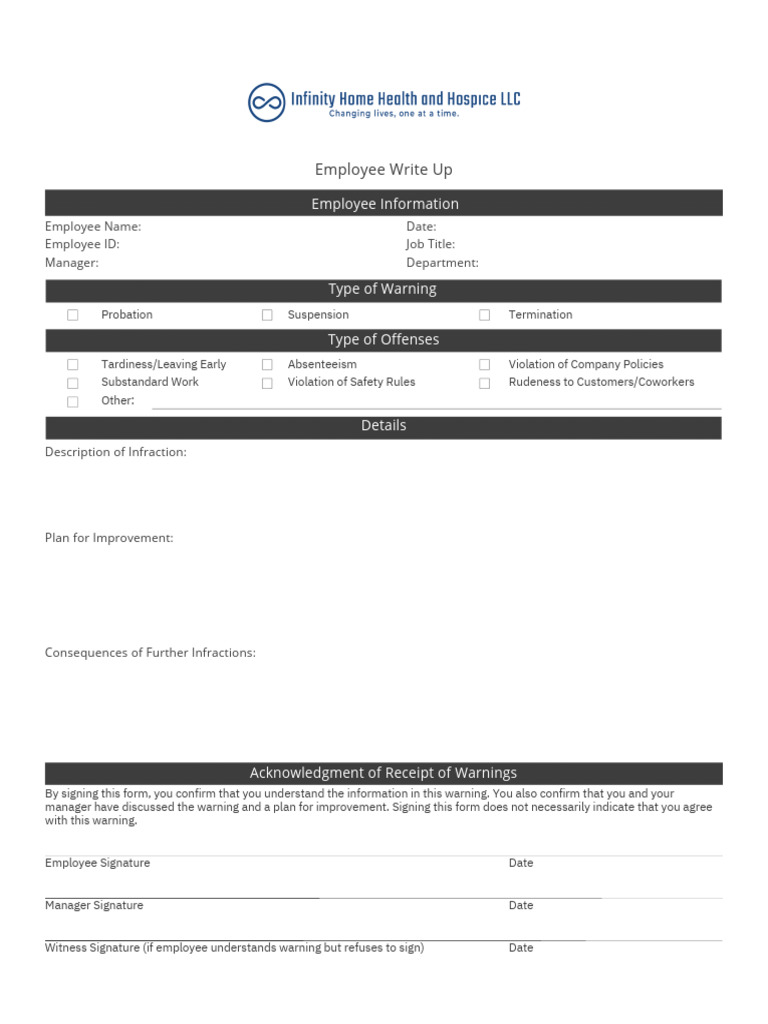 Employee Warning and Improvement Plan Form | PDF