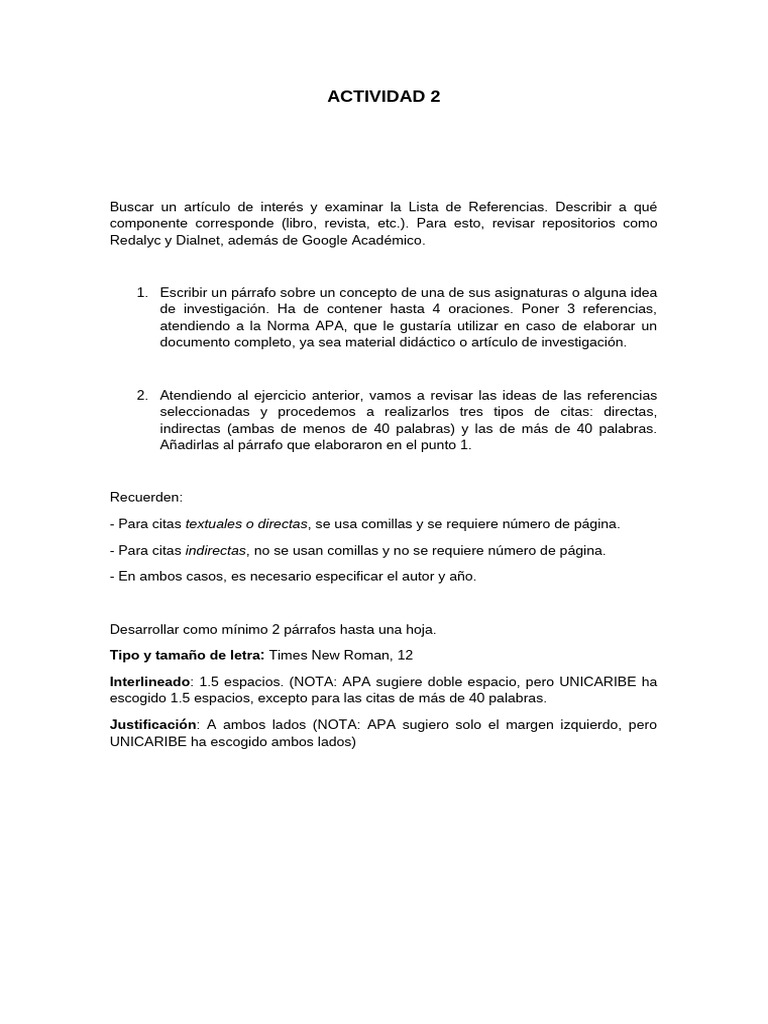 ACTIVIDAD 1 UNIDAD 2 | PDF