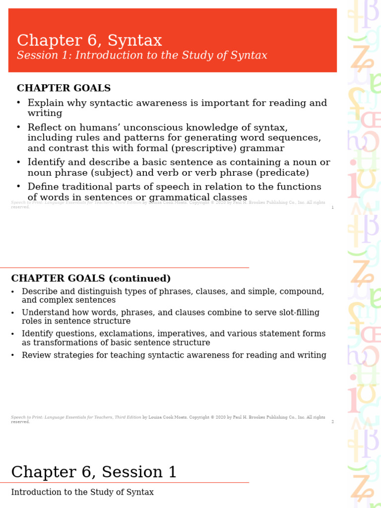 Moats Ch06 Session 1 | PDF | Syntax | Phrase