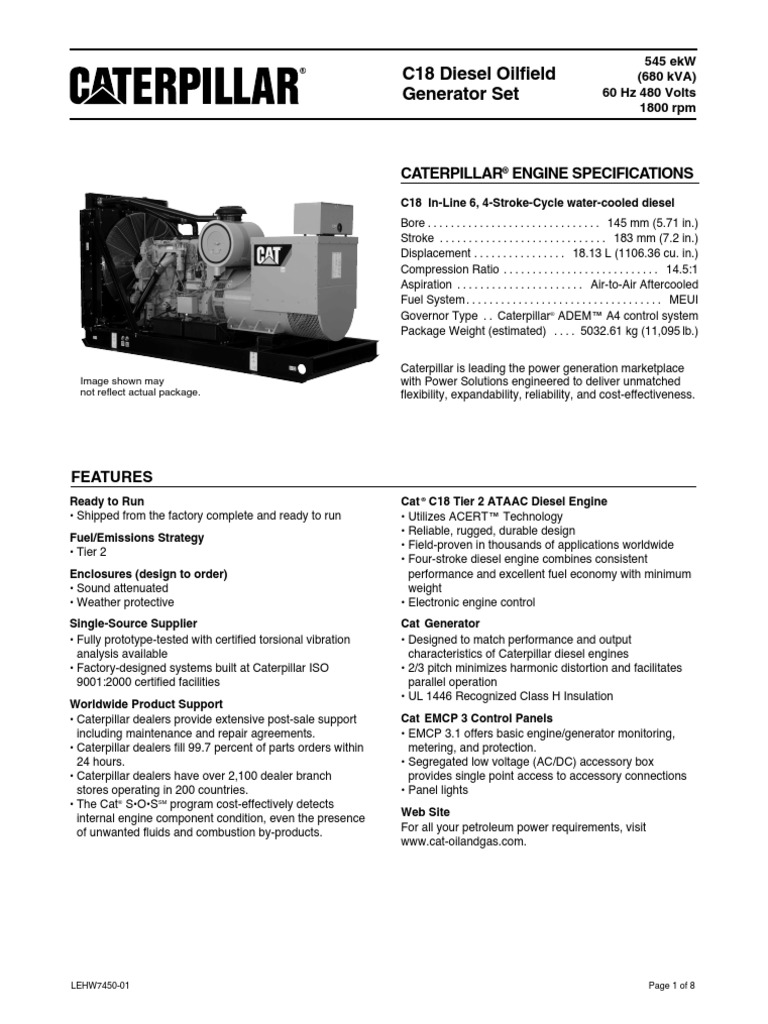 Cat c18 Generator | PDF | Diesel Engine | Exhaust Gas