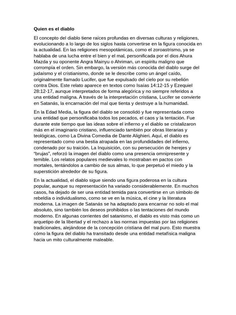 Evolución del concepto del diablo | PDF | Diablo | Satán