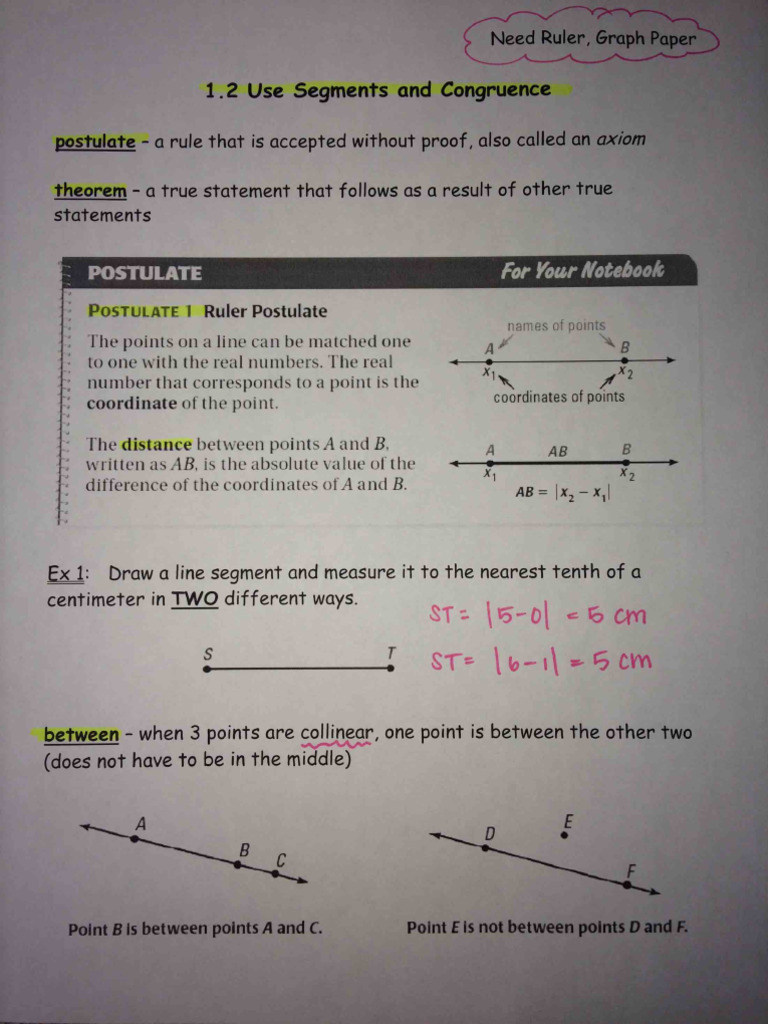 1.2 Use Segments Congruence Notes | PDF