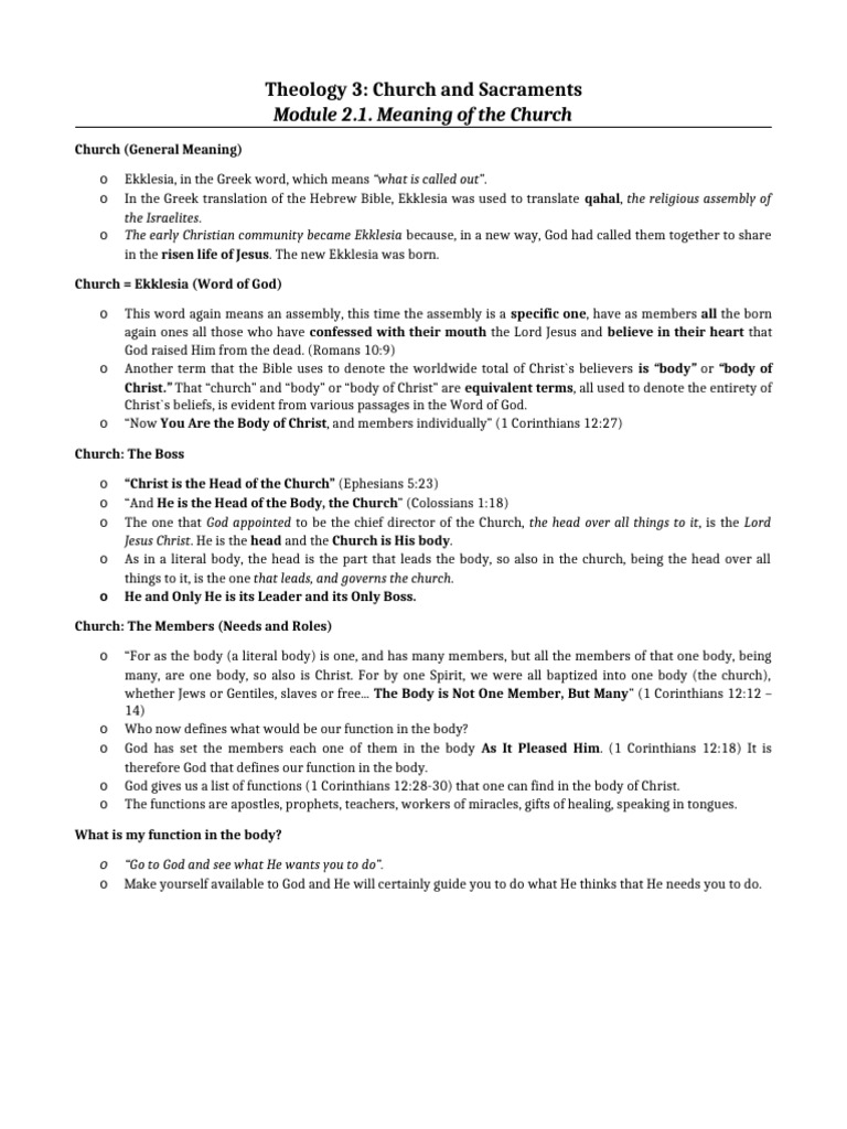 2.1. Meaning of The Church | PDF | Christian Church | Jesus