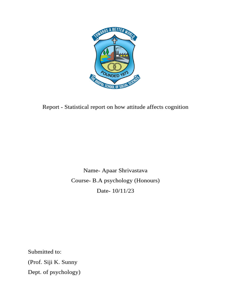 Statistical Report On How Attitude Affects Cognition | PDF | Attitude ...