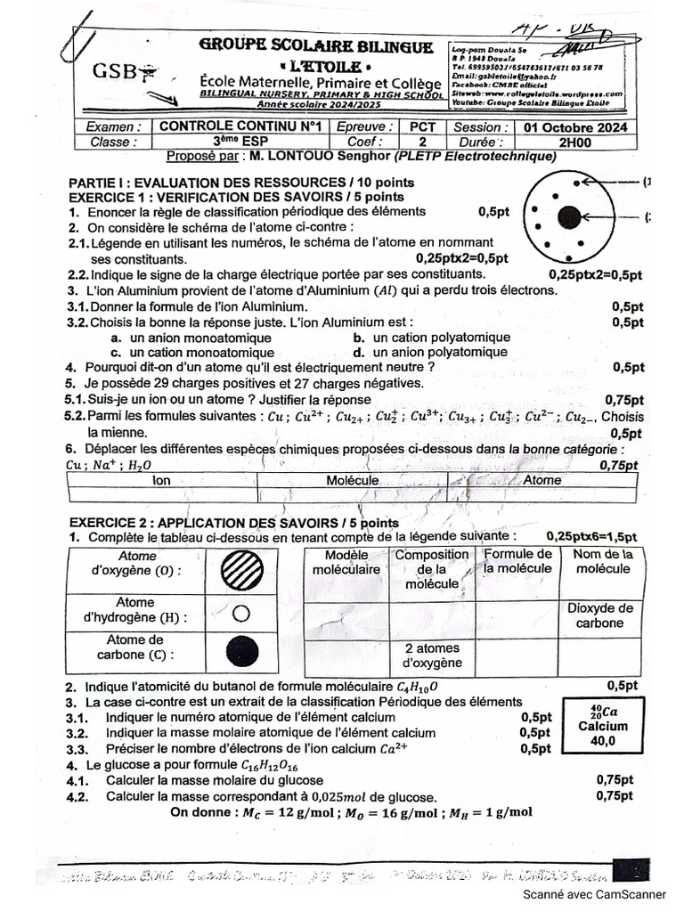 Épreuve PCT 4eme | PDF