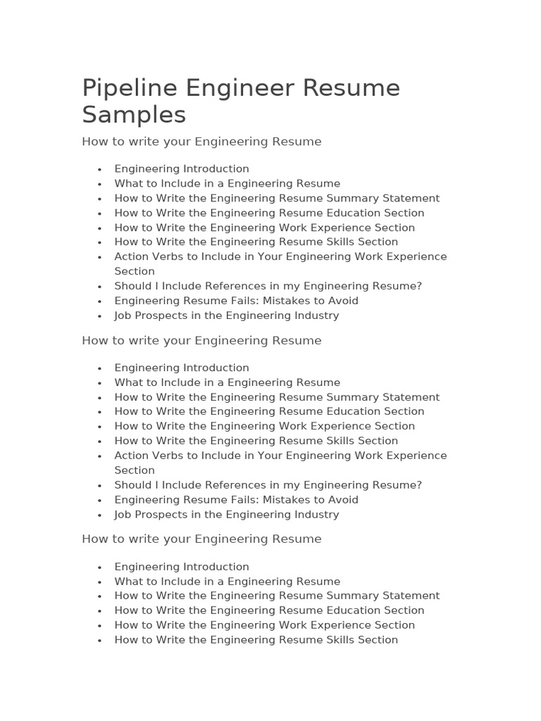 Pipeline Engineer Resume Guide | PDF | Engineering