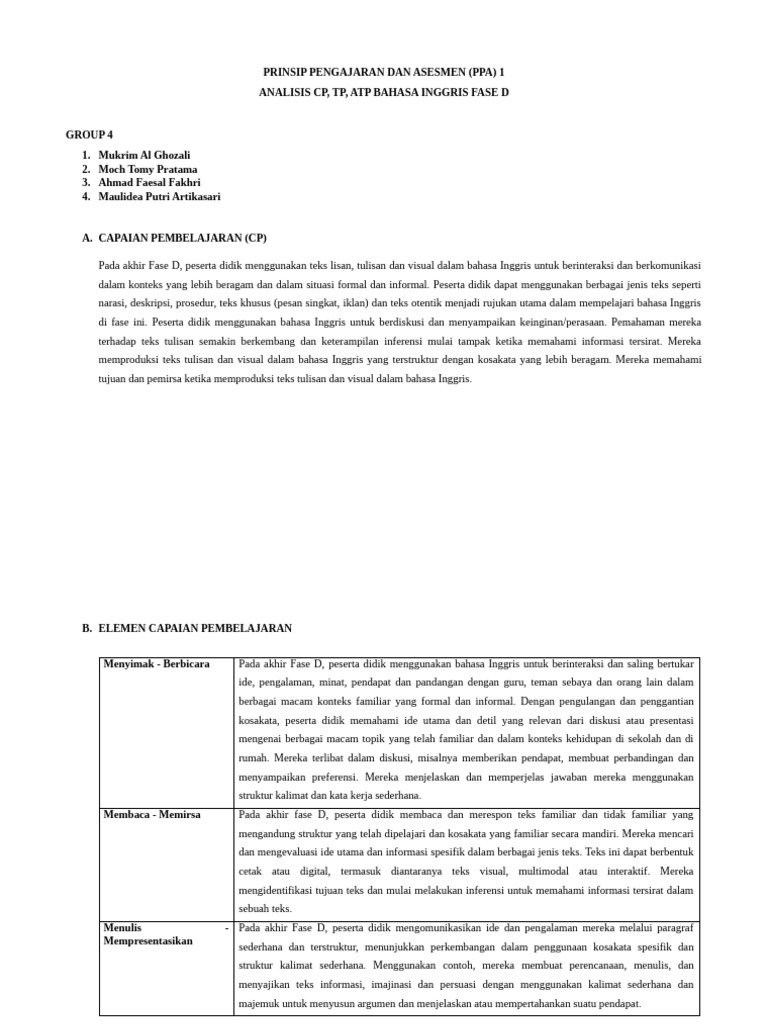 Analisis CP, TP Atp | PDF