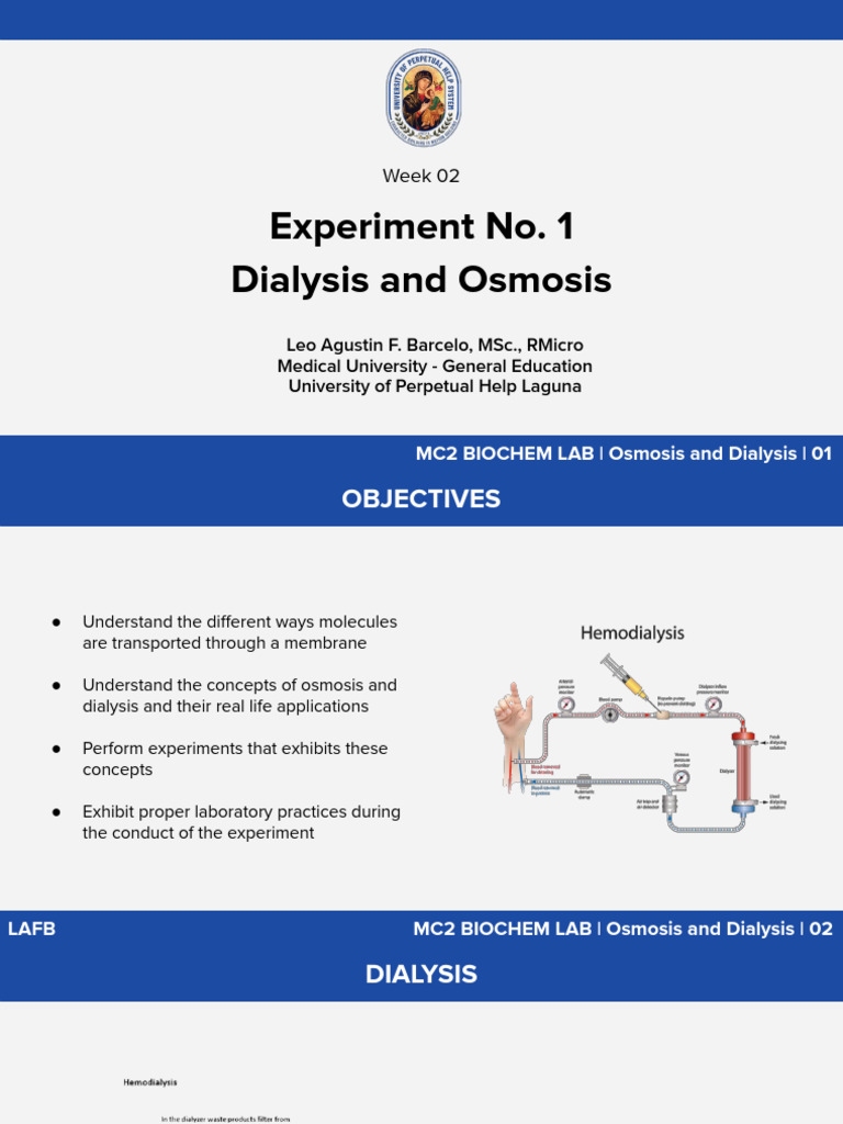 Lafb MC2BIOCHEMLab PreLab1 Osmosis and Dialysis | PDF | Osmosis | Unit Operations