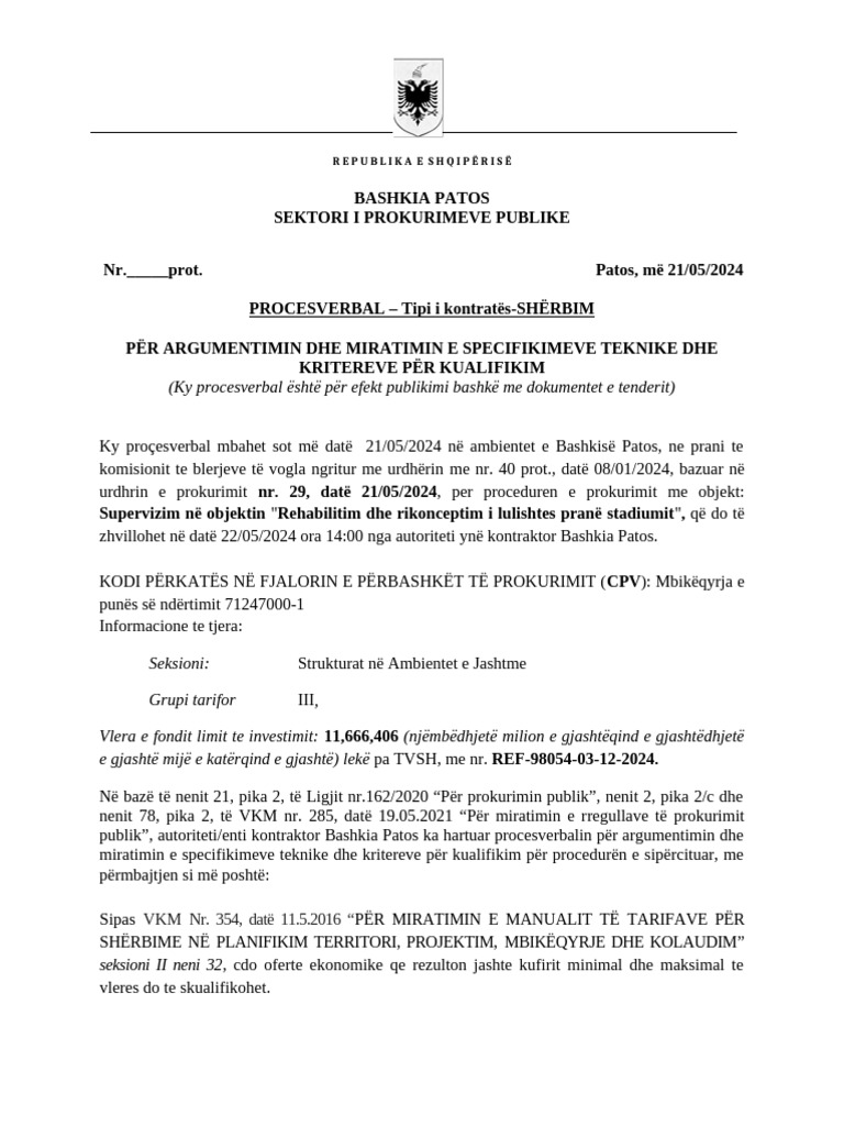 Procesverbal - Argumentimi - Supervizim - Ne - Objektin - Rehabilitim ...