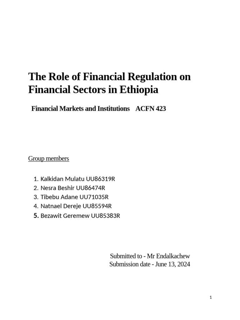 The Role of Financial Regulation On Financial Sectors in Ethio Final ...