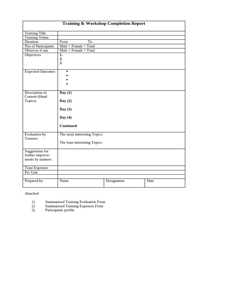 Training Completion Report | PDF
