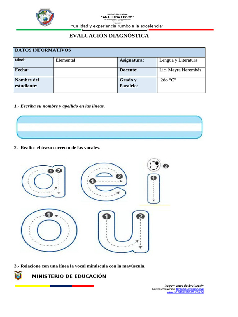 Evaluación Diagnóstica Lengua 2do "C" | PDF