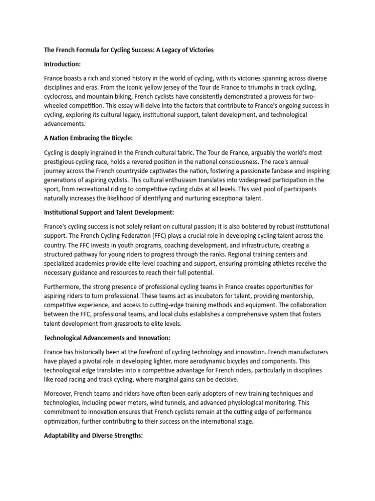French Cycling Success Factors Explained | PDF | Cycle Sport ...