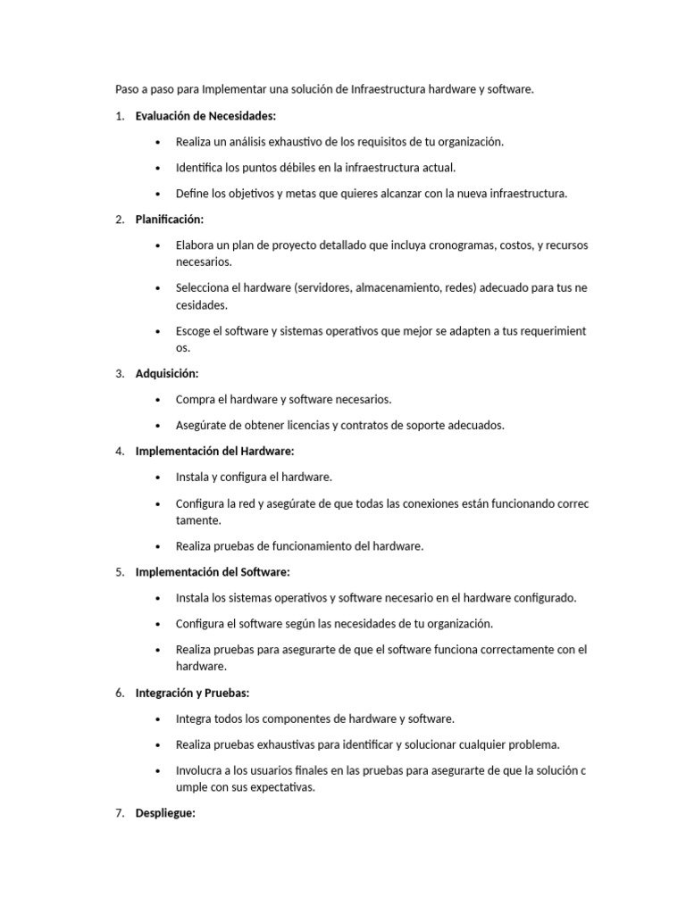 Paso A Paso para Implementar Una Solución de Infraestructura Hardware y ...