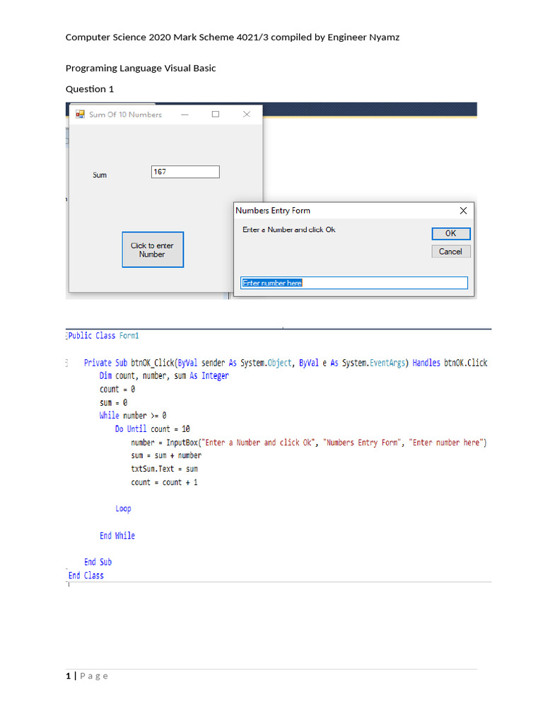 2020 Paper 3 Marking Scheme 120808 | PDF | Computing