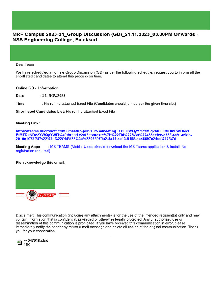 NSS College of Engineering Mail - MRF Campus 2023-24 - Group Discussion ...