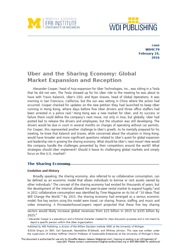 Uber and The Sharing Economy | PDF | Sharing Economy | Pricing
