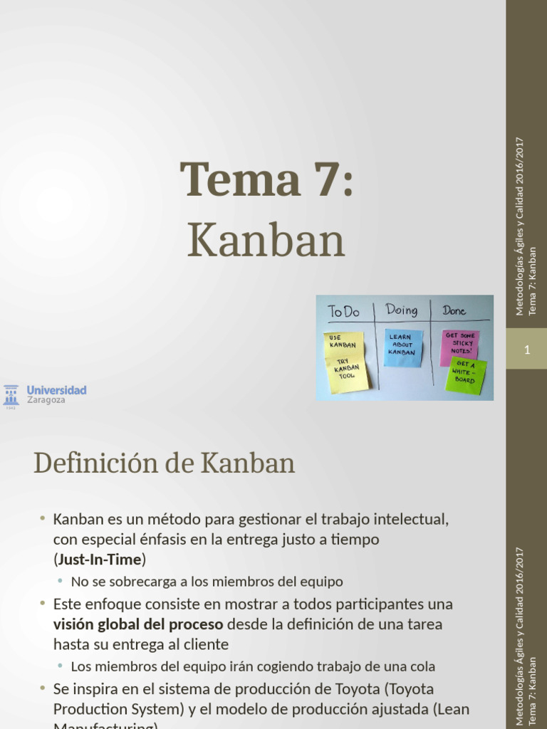 Tema7 Kanban | PDF | Lean Manufacturing | Scrum (desarrollo de software)