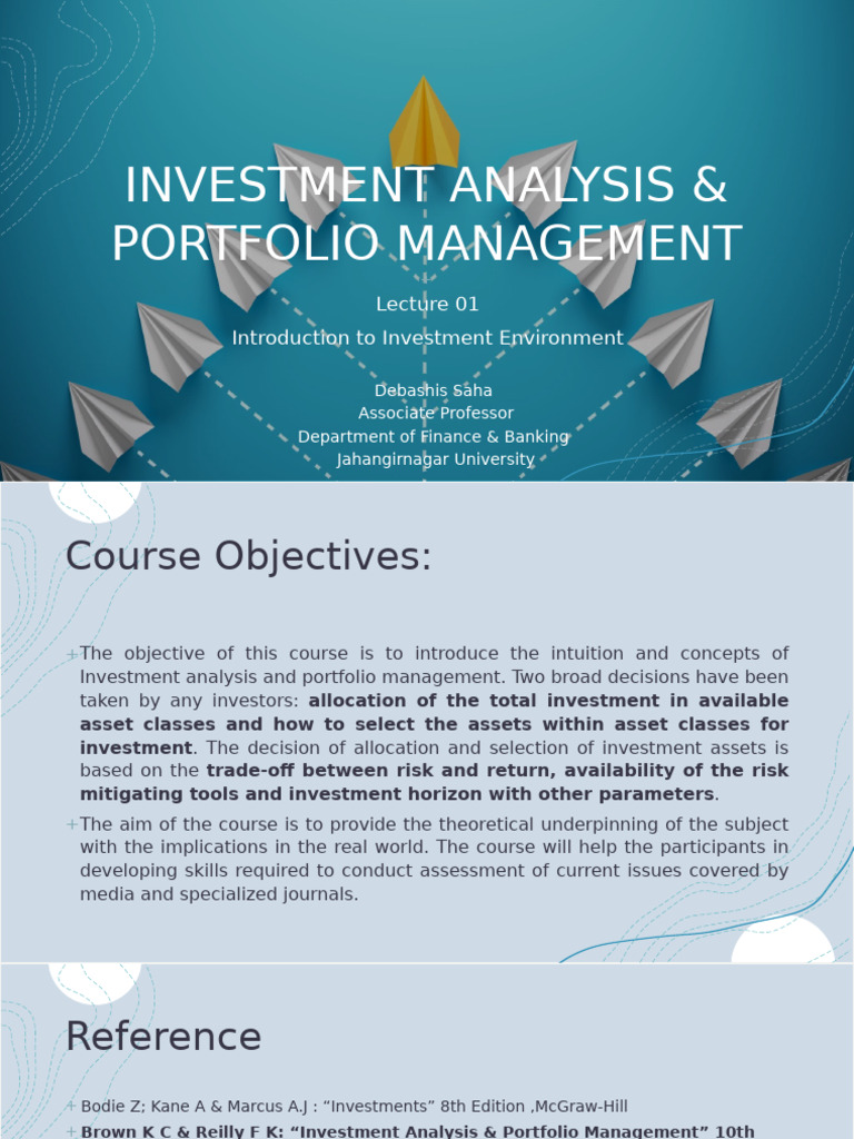 FRM - Investment Analysis & Portfolio MGT - Lecture 01 | PDF ...