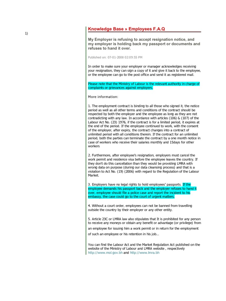 Lmra Rules | PDF | Migrant Worker | Travel Visa