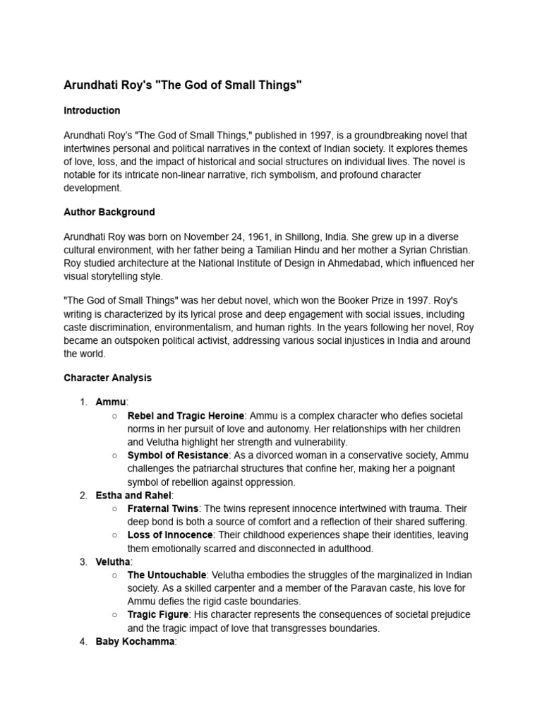 Arundhati Roy's - The God of Small Things | PDF | Social Science